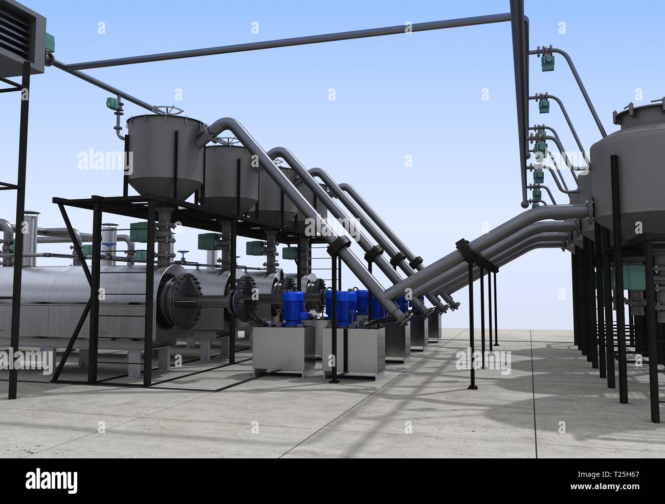 oil refinery, chemical production, waste processing plant, exterior ...