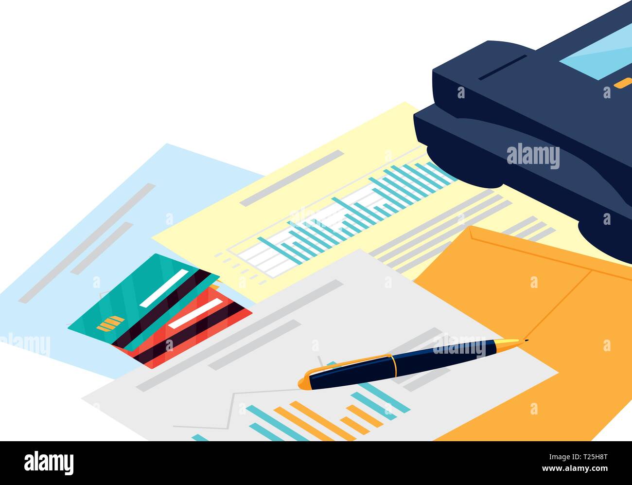 manila envelope with office icons vector illustration design Stock ...