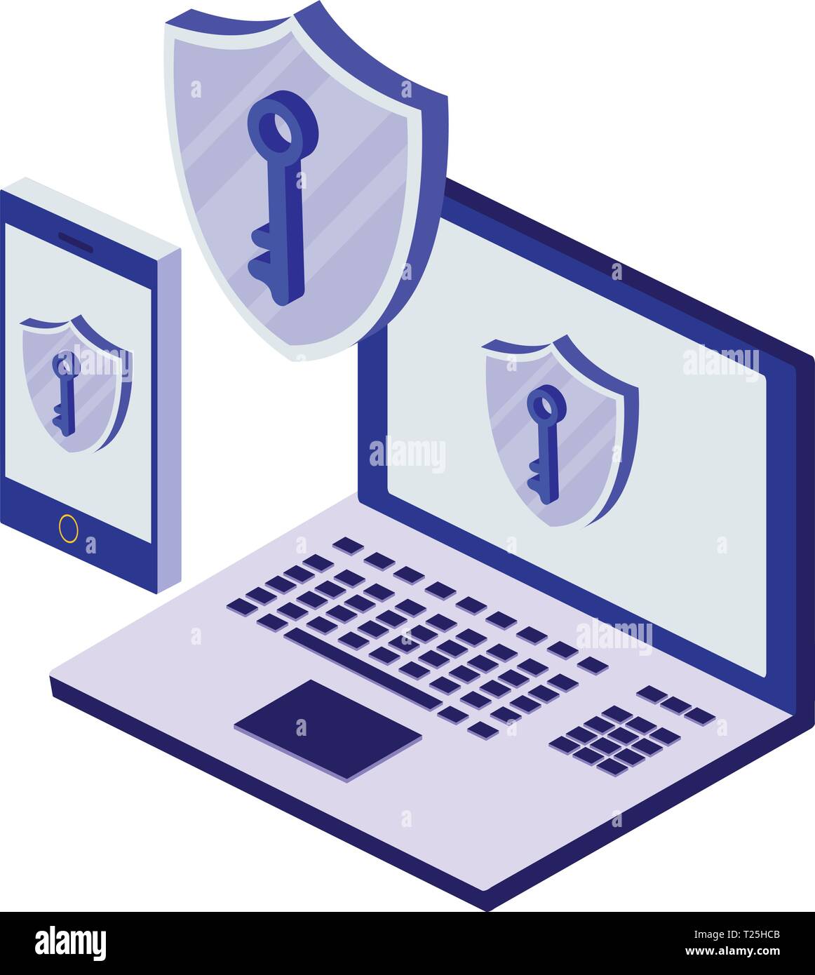 laptop computer with security shield vector illustration design Stock ...