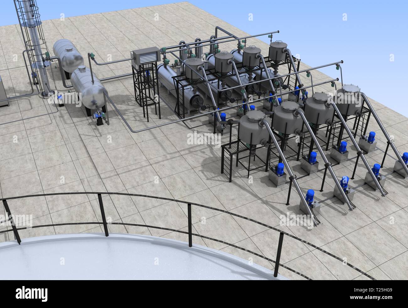 oil refinery, chemical production, waste processing plant, exterior ...