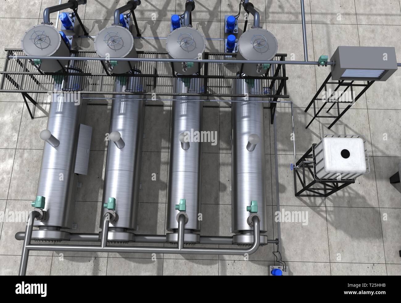 oil refinery, chemical production, waste processing plant, exterior ...