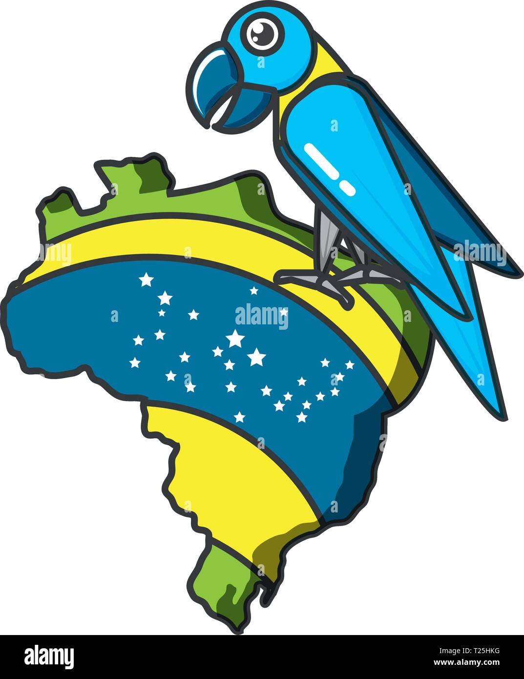 map of brazil with parrot animal vector illustration design Stock ...