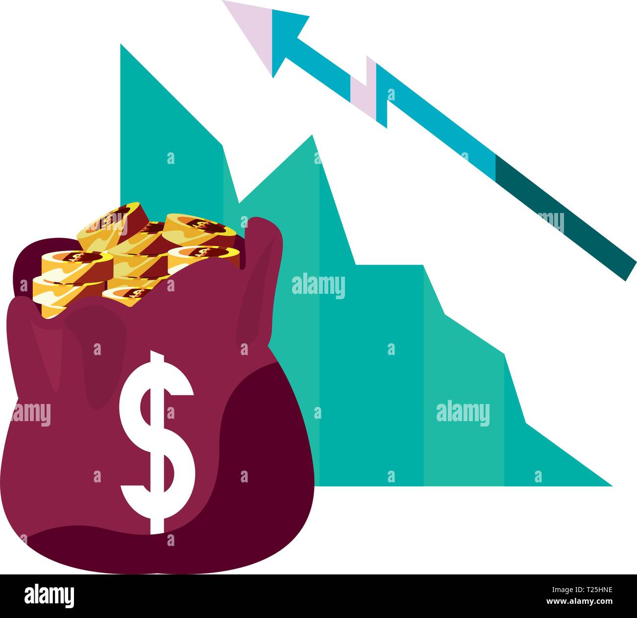 money bag diagram arrow business vector illustration Stock Vector Image ...