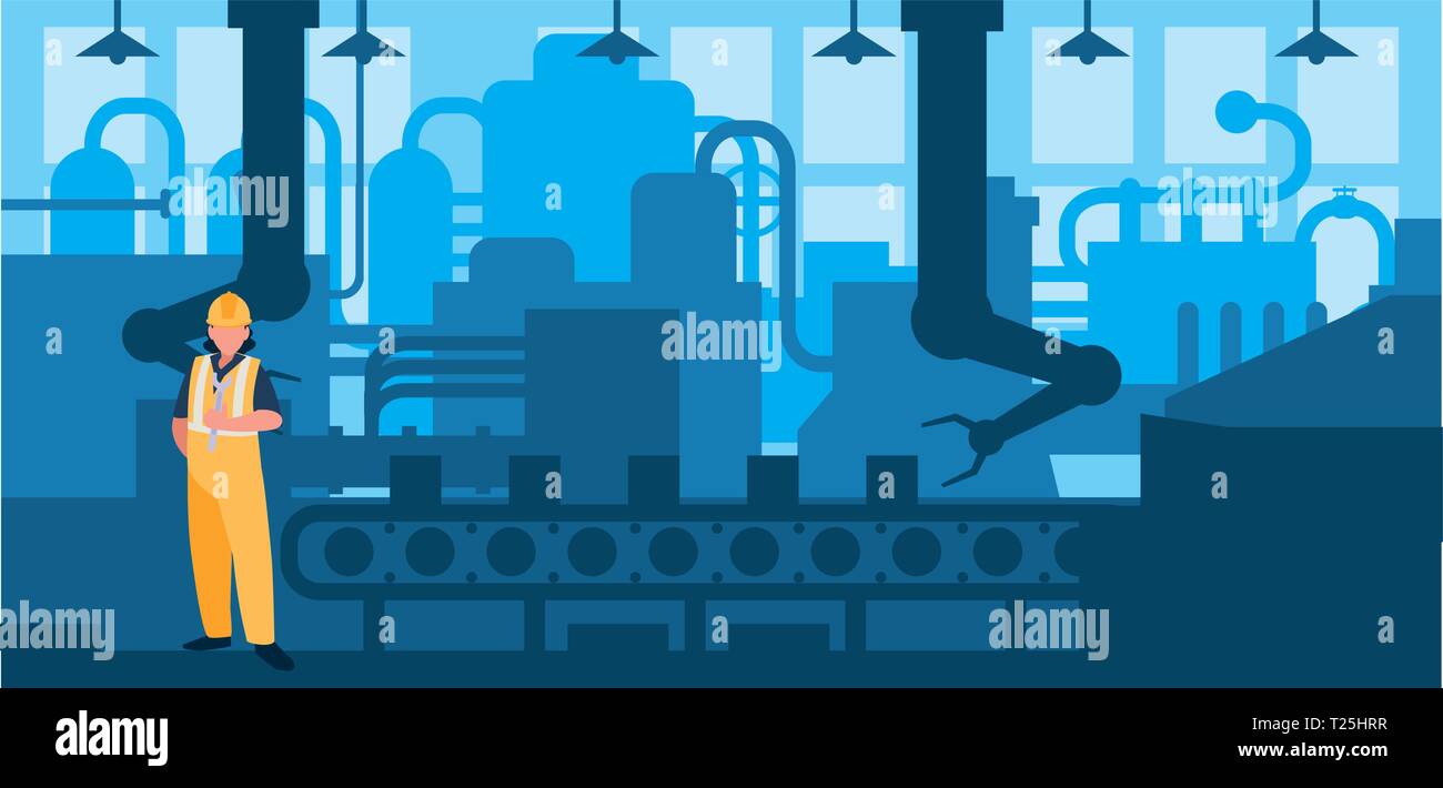 worker in factory workplace vector illustration design Stock Vector ...