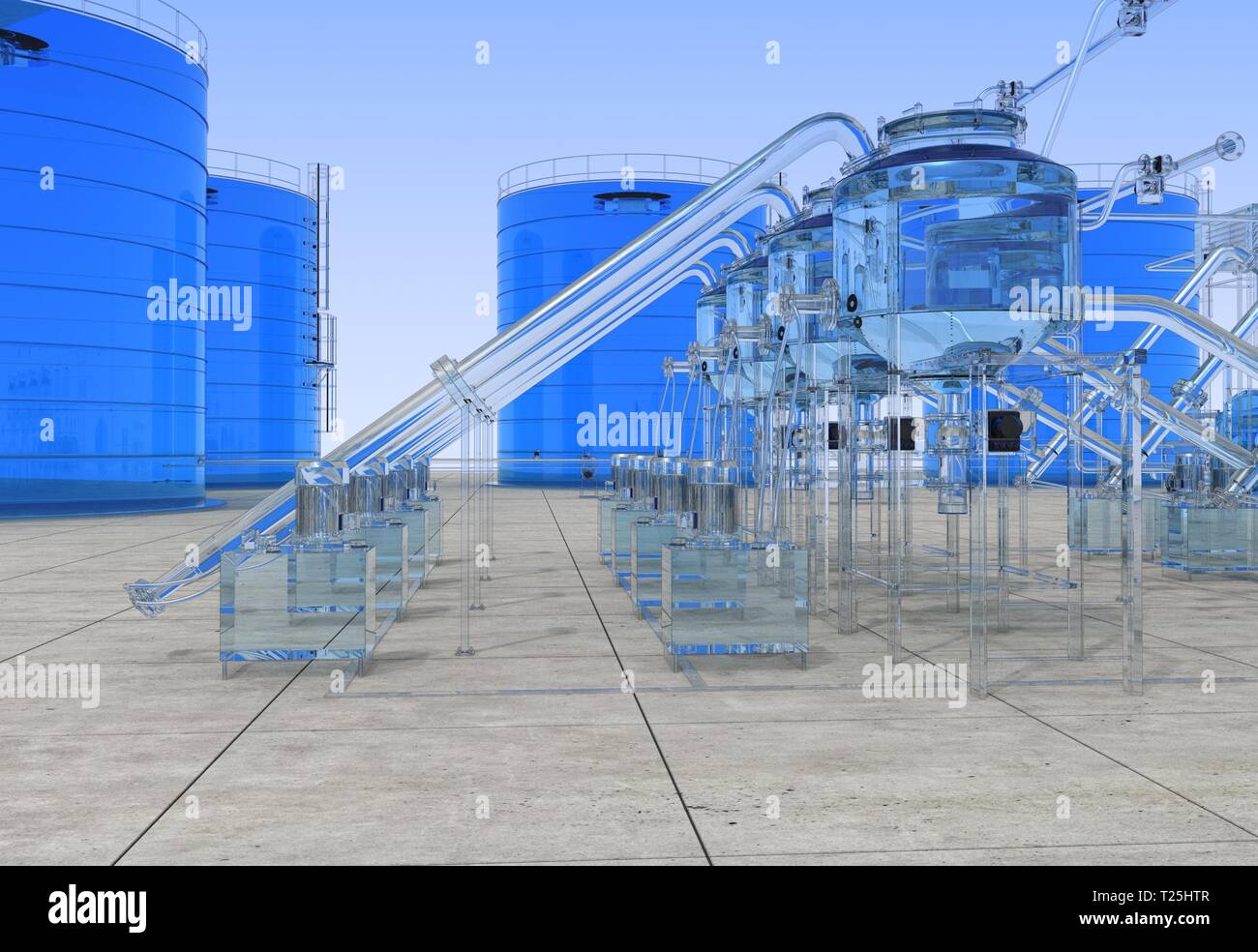 oil refinery, chemical production, waste processing plant, exterior ...