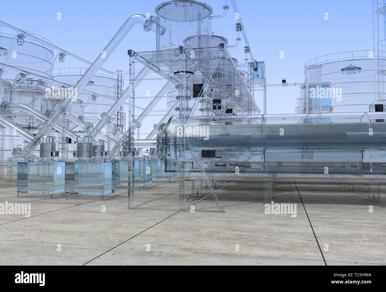 oil refinery, chemical production, waste processing plant, exterior ...