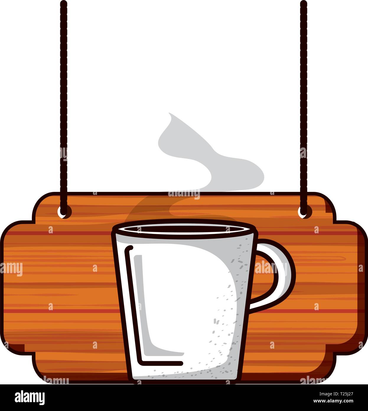 label wooden with coffee cup vector illustration design Stock Vector ...