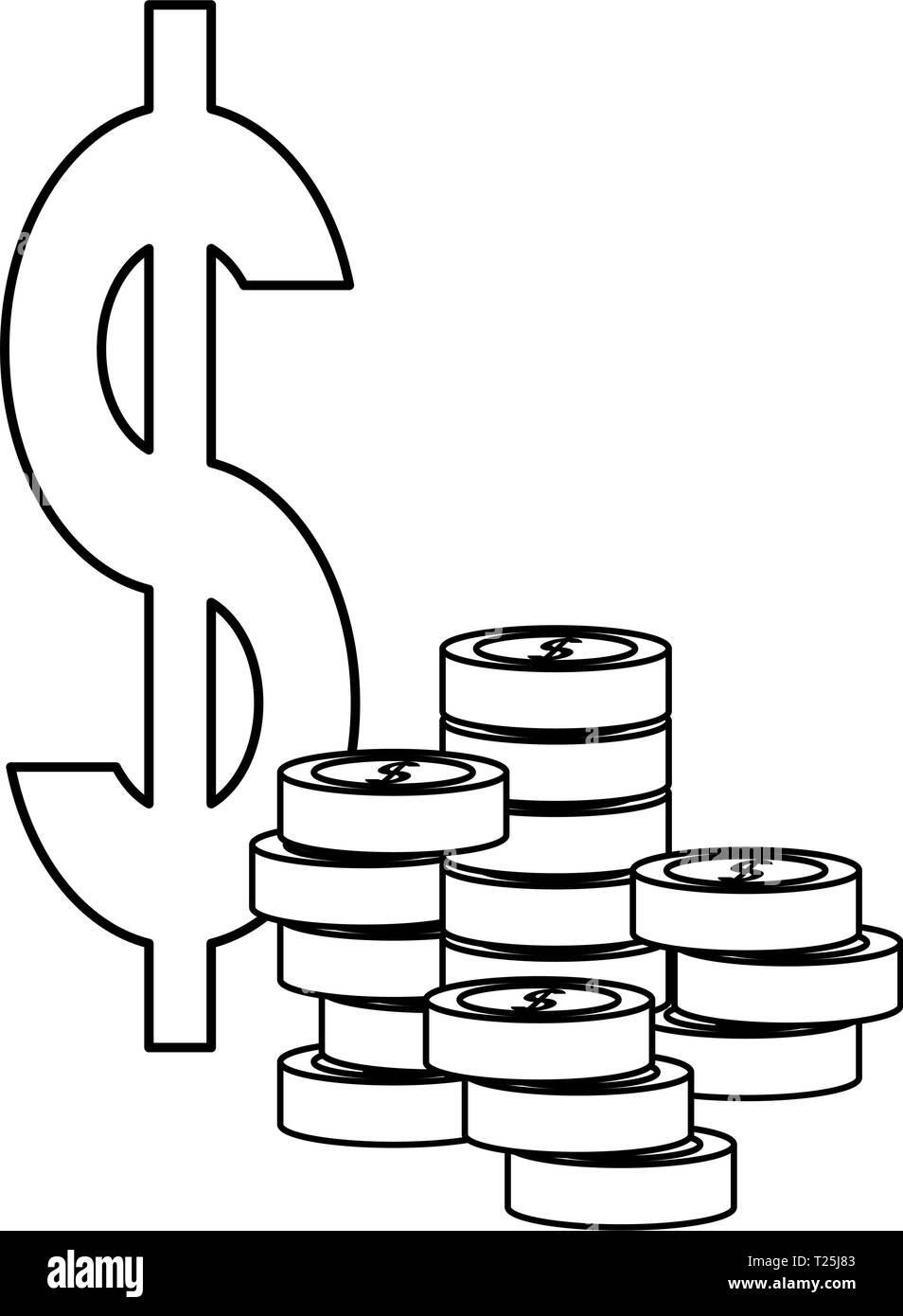 dollar coin money on white background vector illustration Stock Vector ...