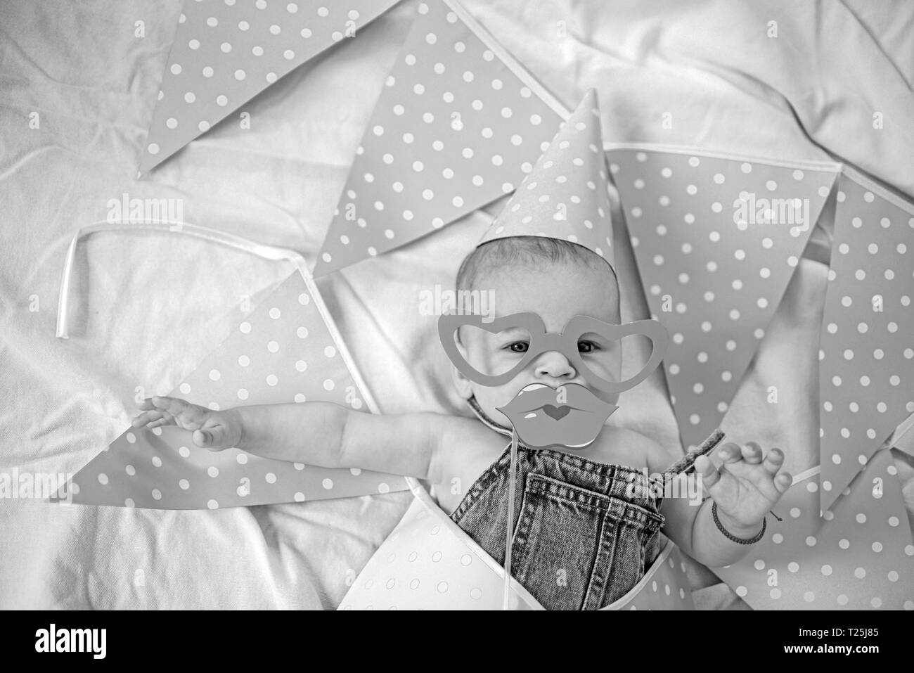 What an interesting toy. Childhood happiness. Portrait of happy little ...