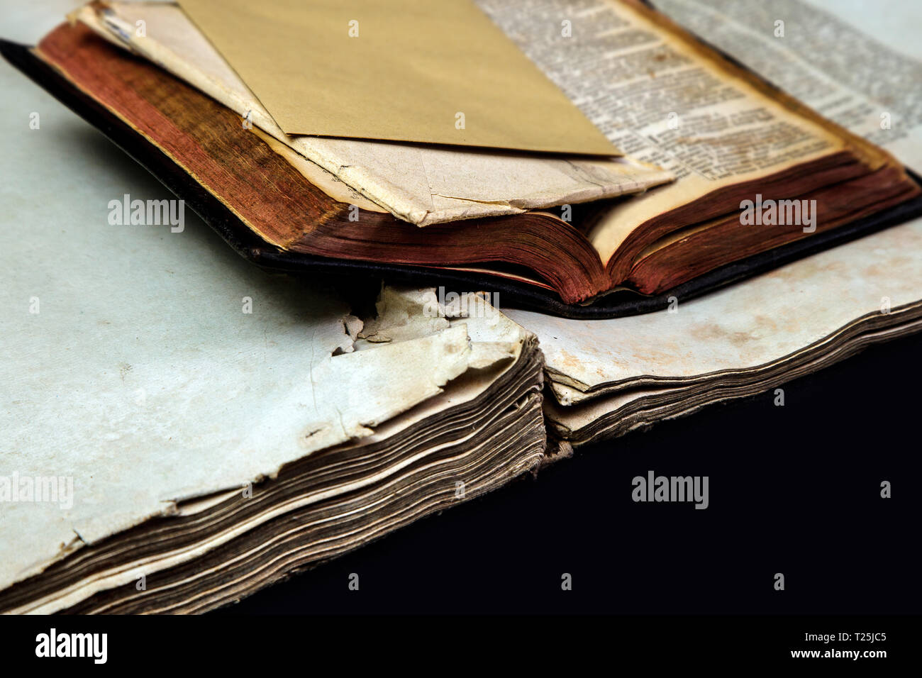 Old book cover, vintage texture, isolated on black background. Old ...