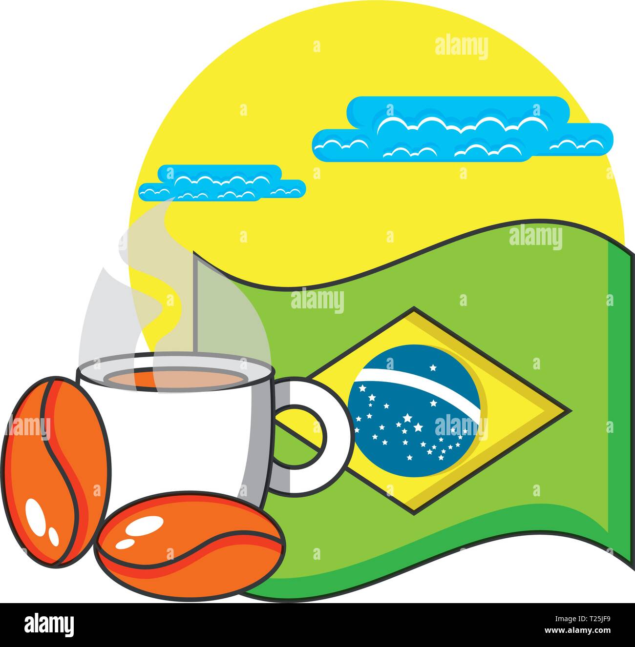 flag of brazil with cup coffee vector illustration design Stock Vector ...