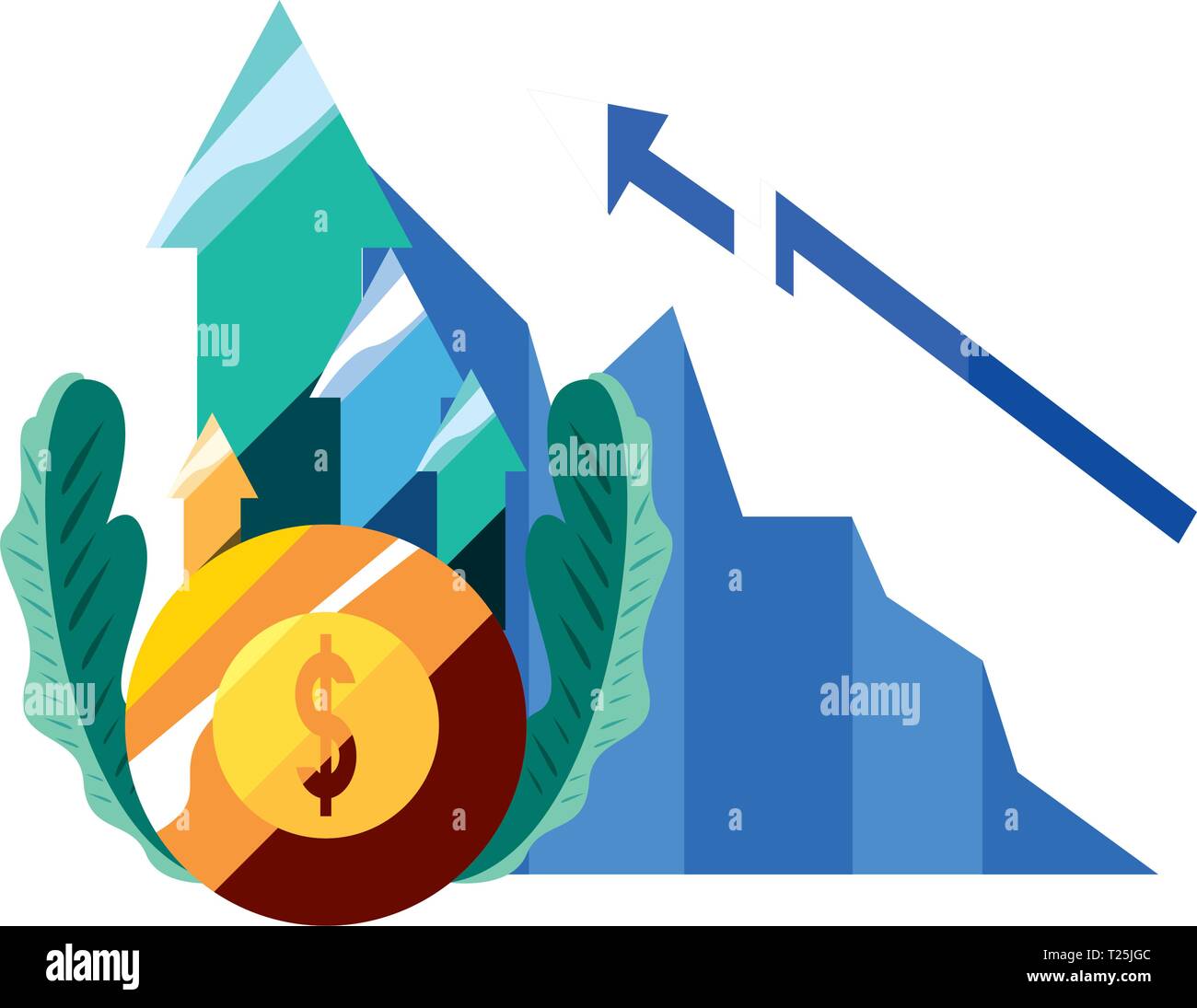 dollar coin money diagram arrow vector illustration Stock Vector Image ...
