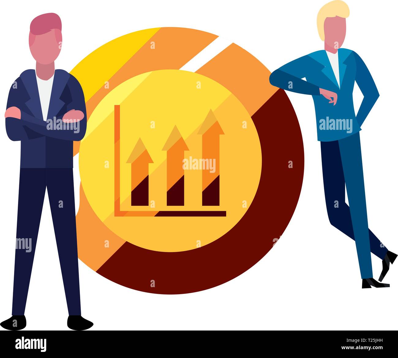 businessmen money diagram financial vector illustration design Stock ...