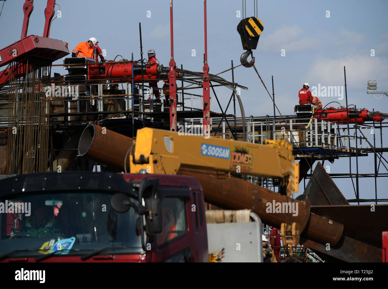 Construction and building of the wellhead of the oil rig platform for ...