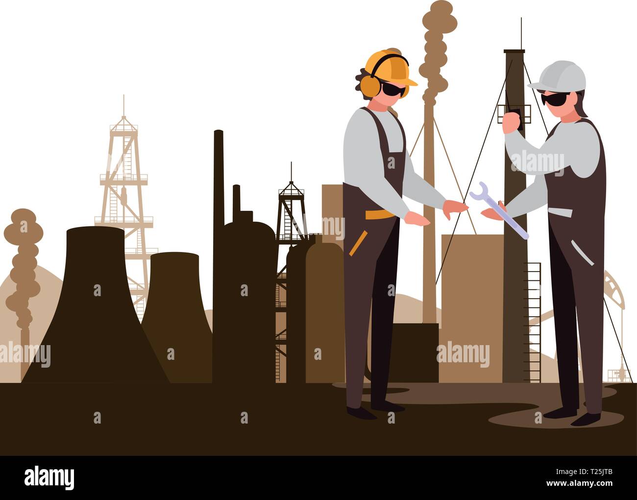 oil industry workers avatars characters vector illustration design ...