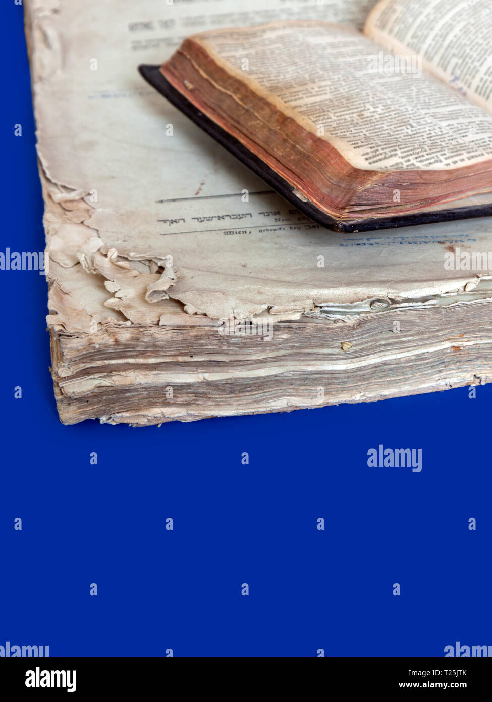 Old book cover, vintage texture, isolated on blue background. Old ...