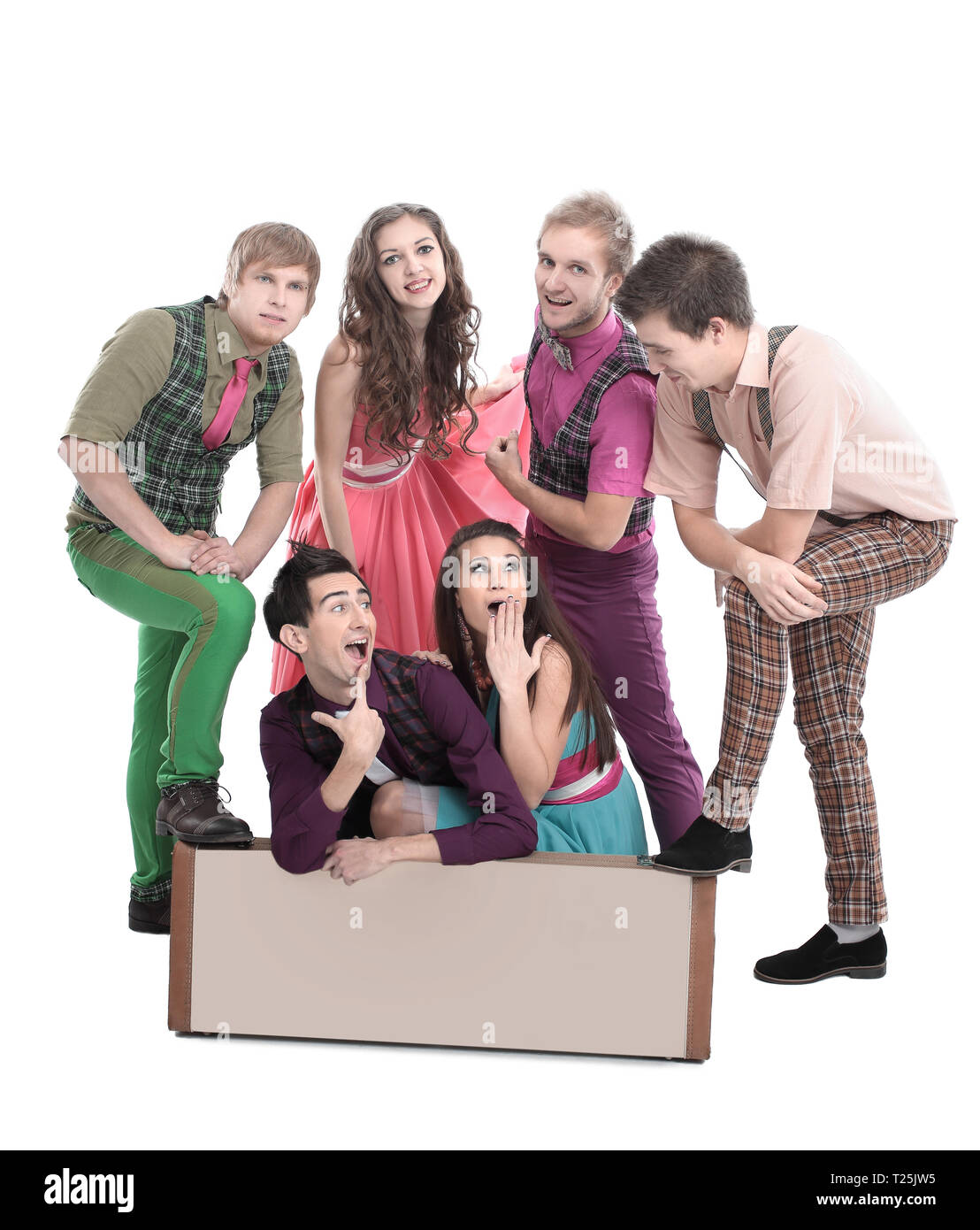 group of creative young people. isolated on white background. photo ...