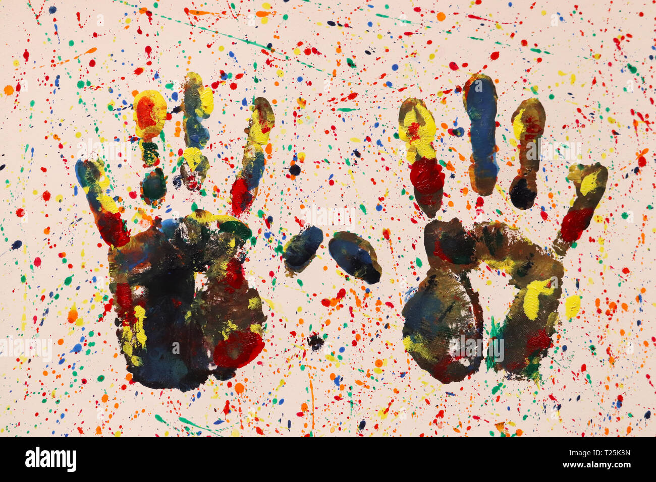 Creative Art of Colorful Hand Impression Stock Photo - Alamy
