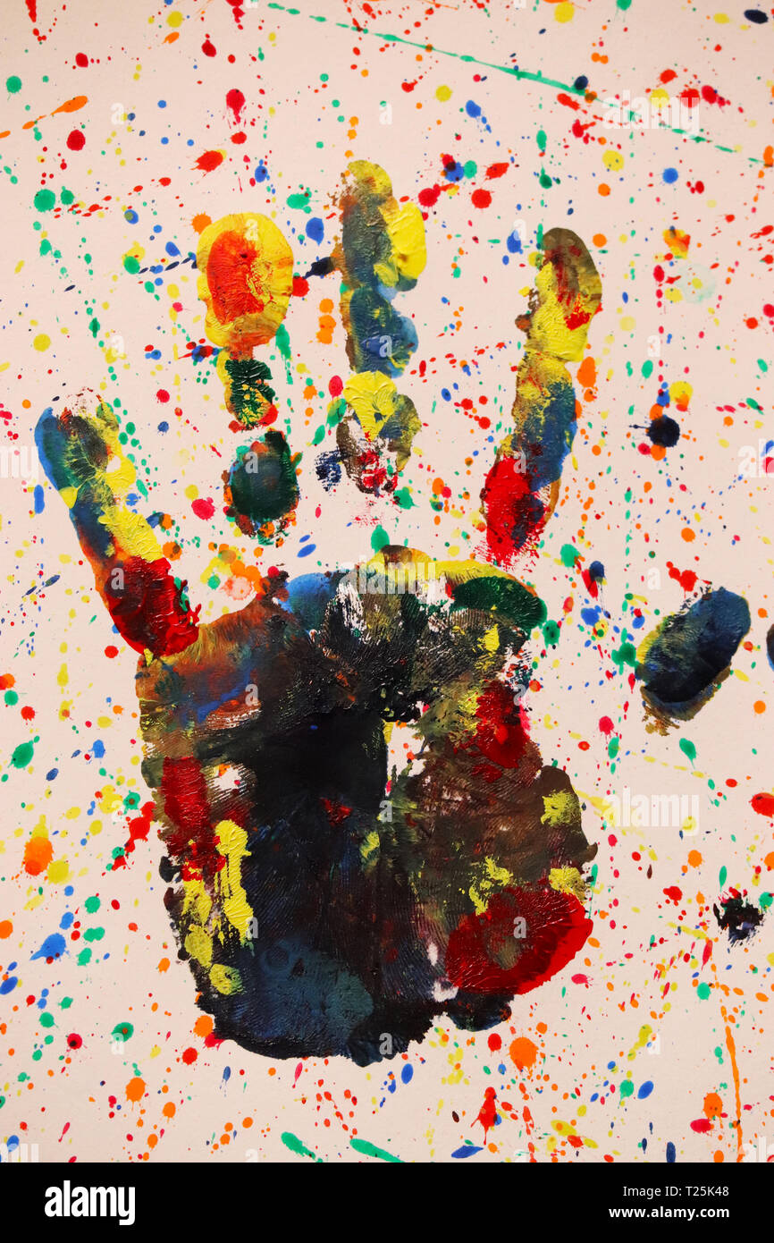 Creative Art of Colorful Hand Impression Stock Photo - Alamy