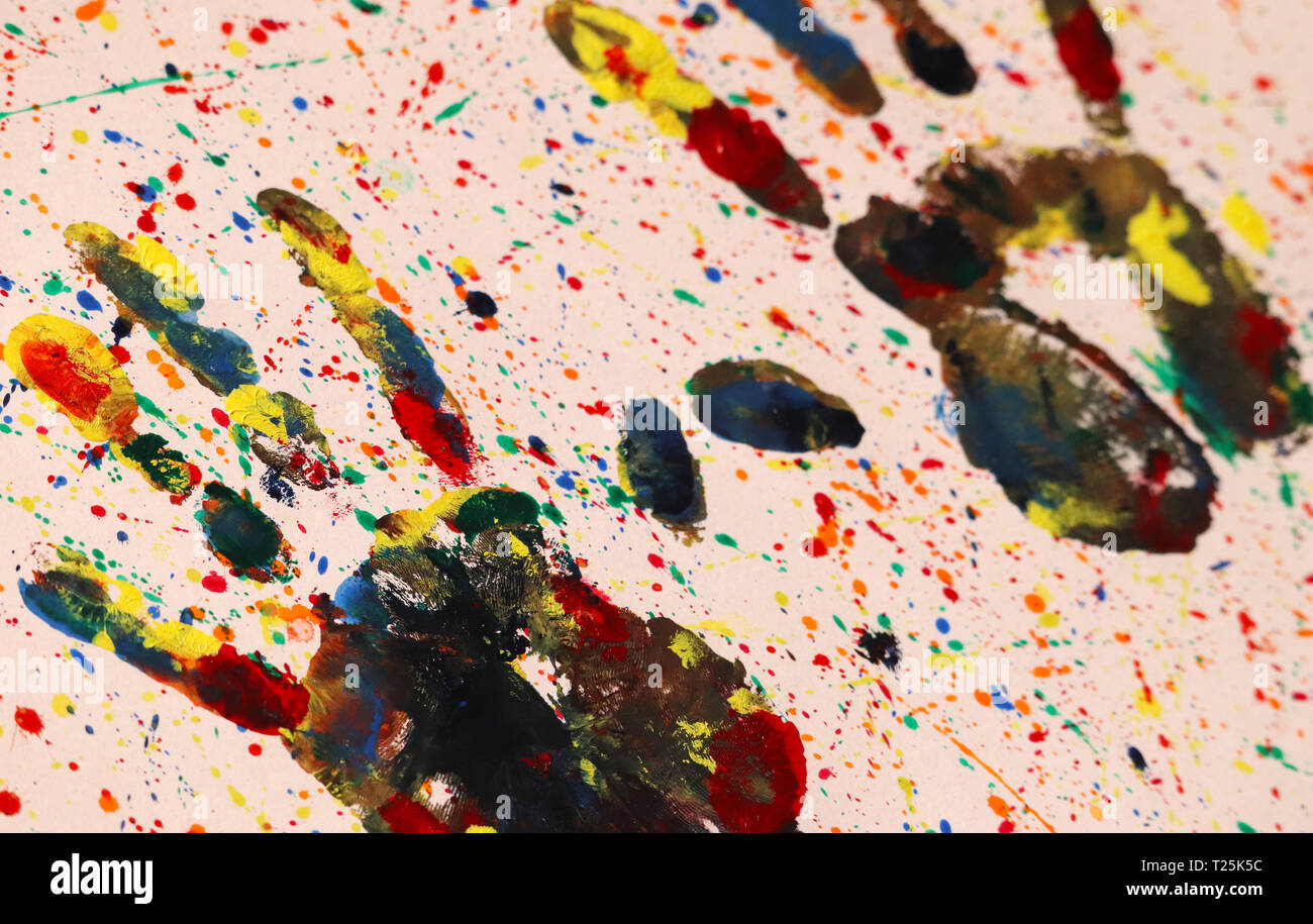 Creative Art of Colorful Hand Impression Stock Photo - Alamy