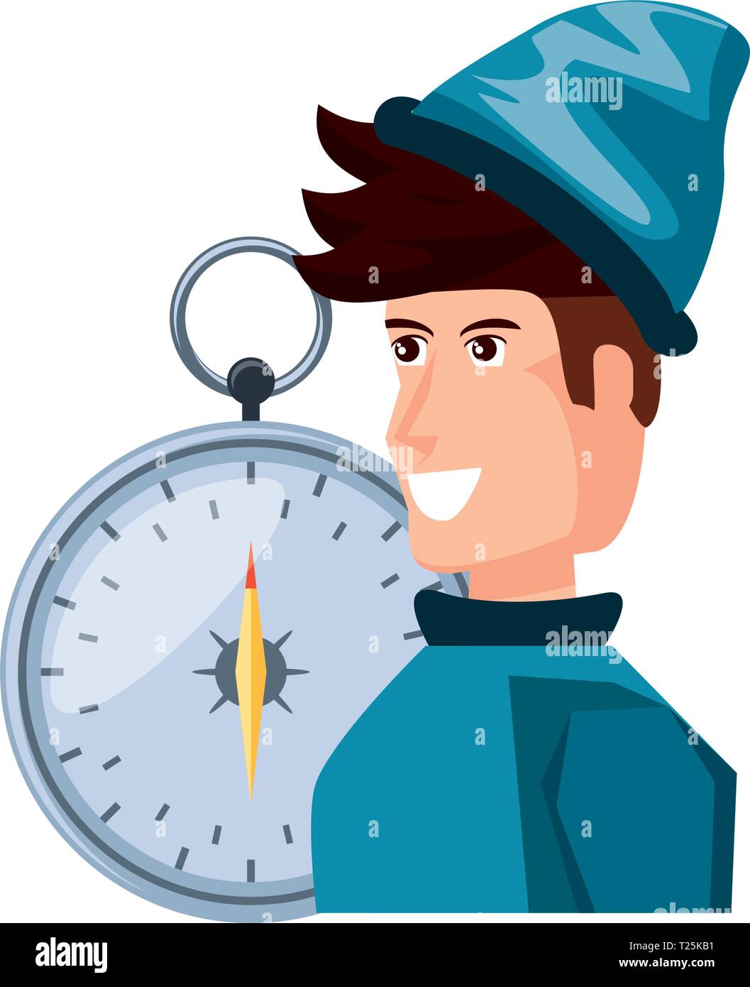 man with compass guide isolated icon vector illustration design Stock ...