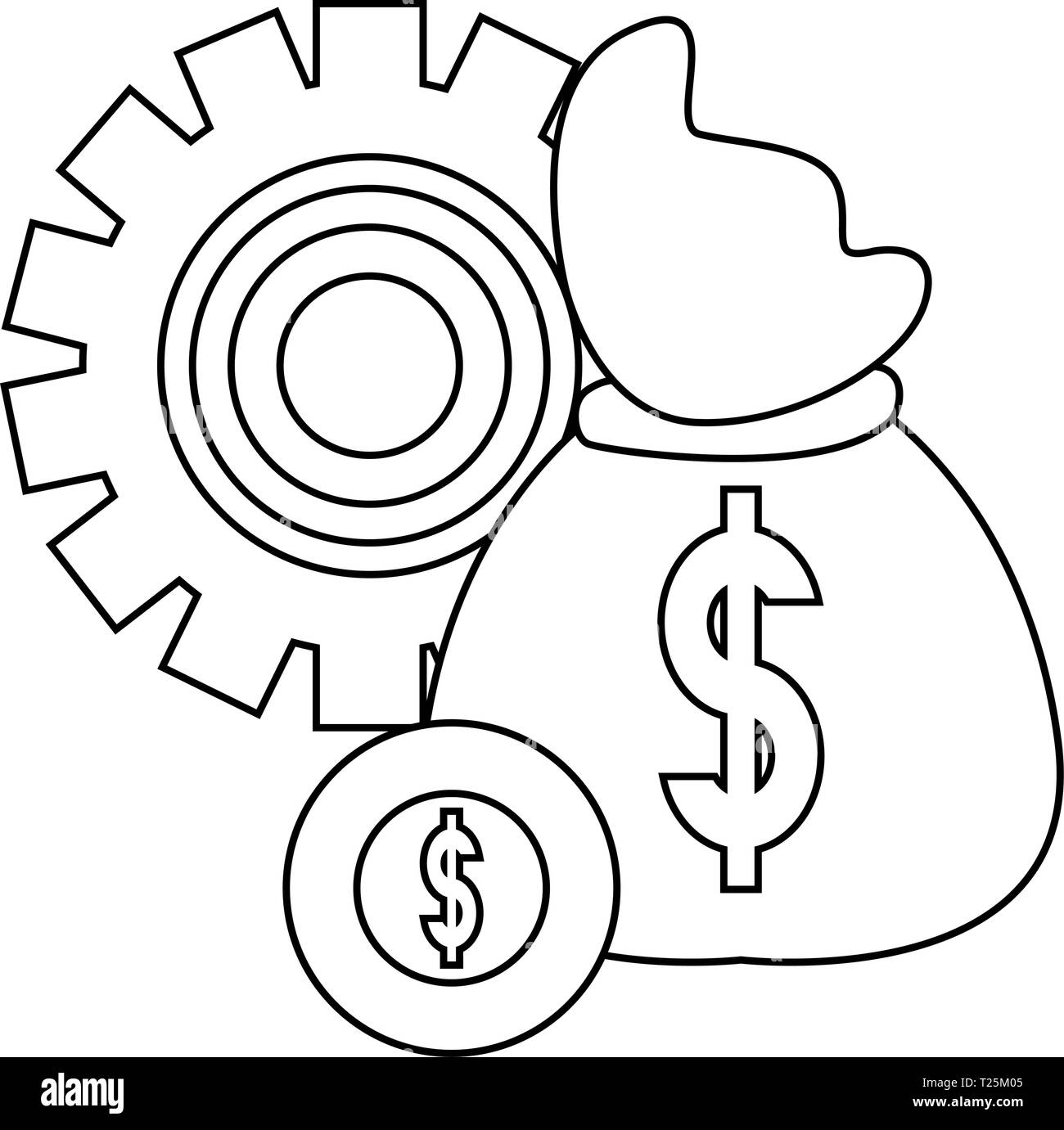 money bag coin gear banking vector illustration Stock Vector Image ...