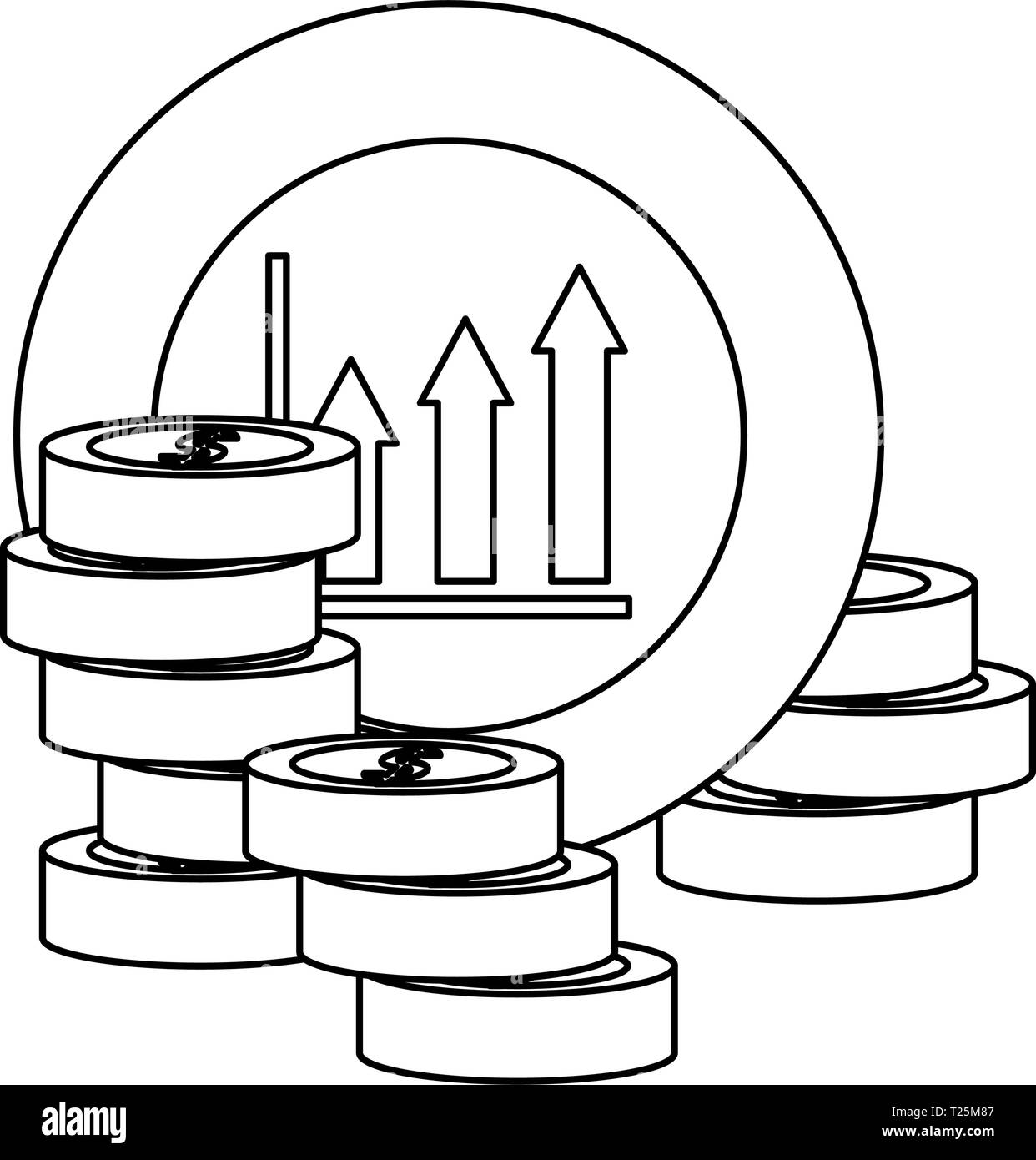 coins stacked money diagram currency growth vector illustration Stock ...