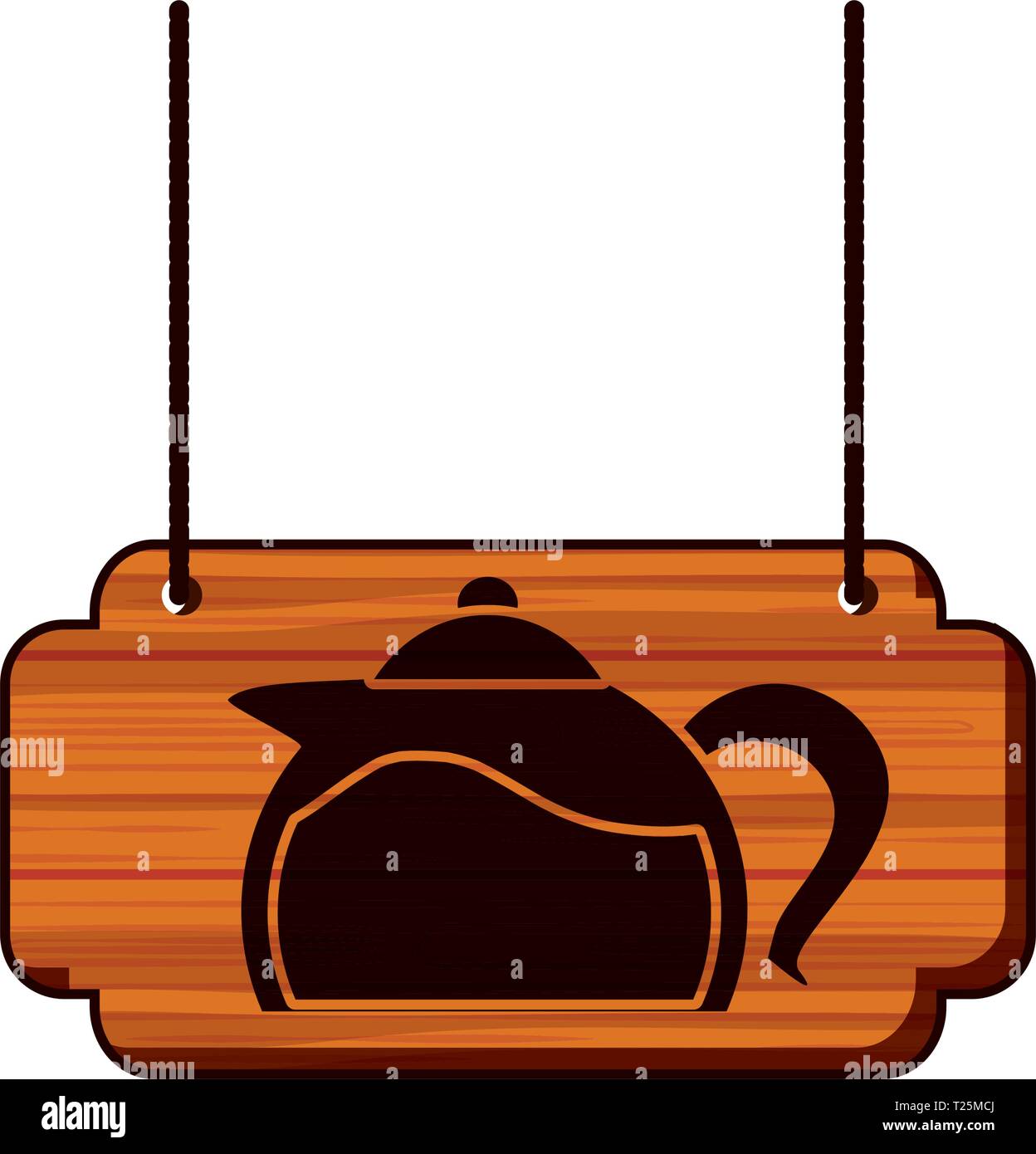 label wooden with teapot kitchen vector illustration design Stock ...