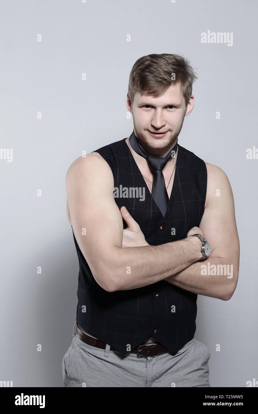 young businessman in a tie without a shirt Stock Photo - Alamy