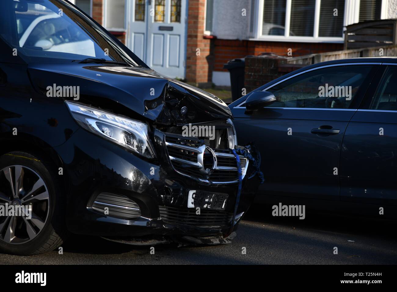 Vehicle damaged in road traffic accident Stock Photo - Alamy