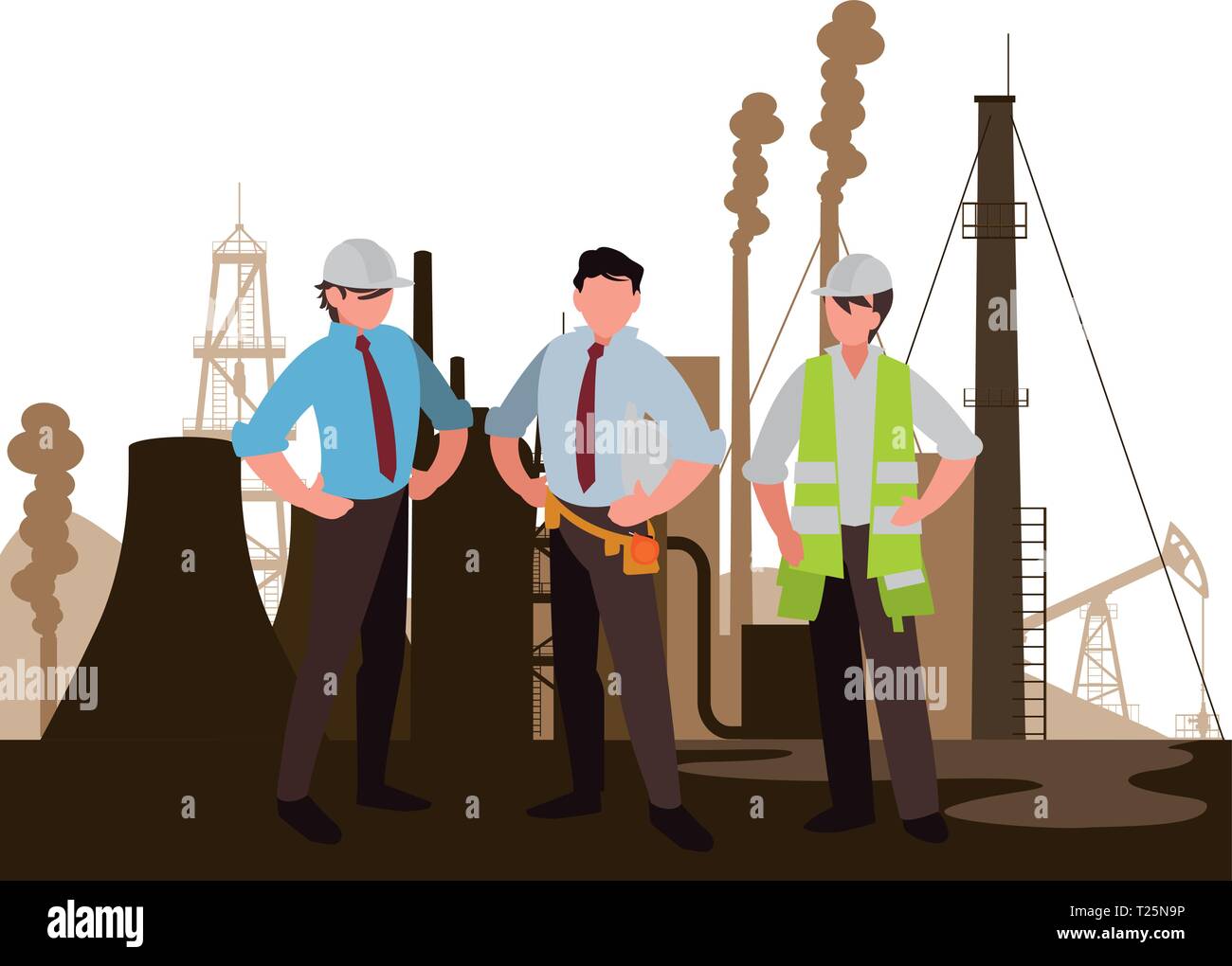 oil industry workers avatars characters vector illustration design ...