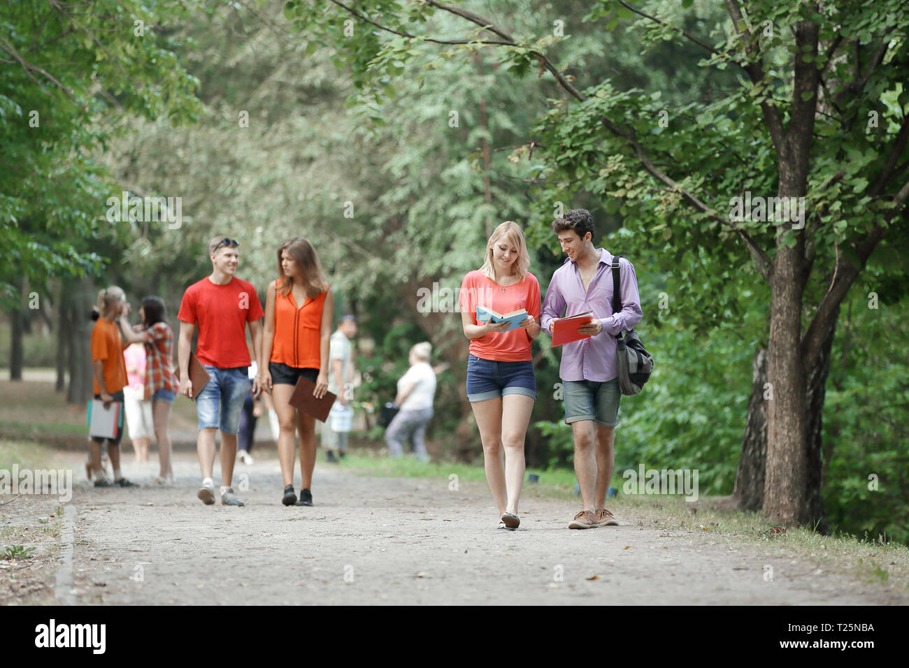 College students walking together in hi-res stock photography and ...