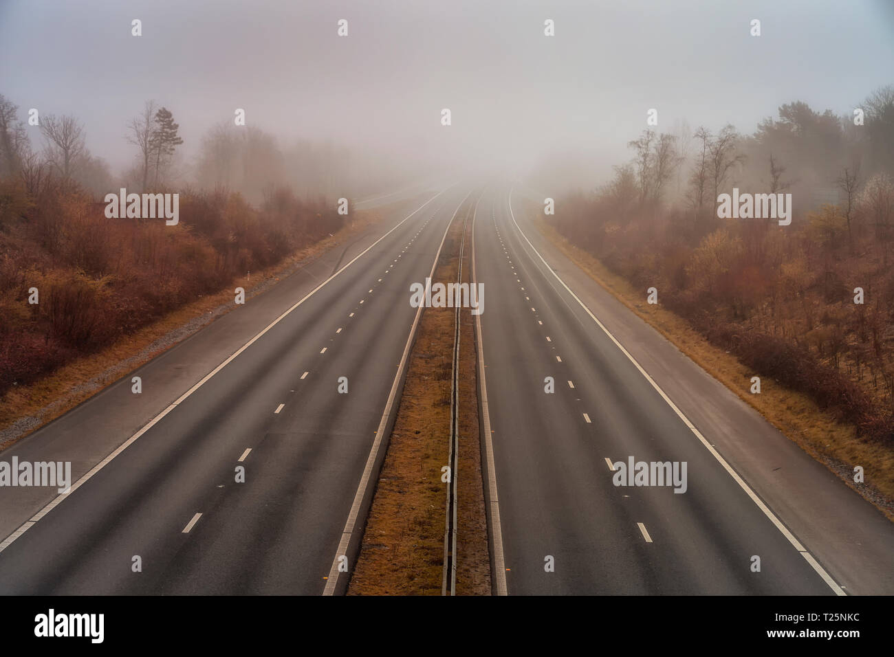 The M4 motorway in the fog Stock Photo - Alamy