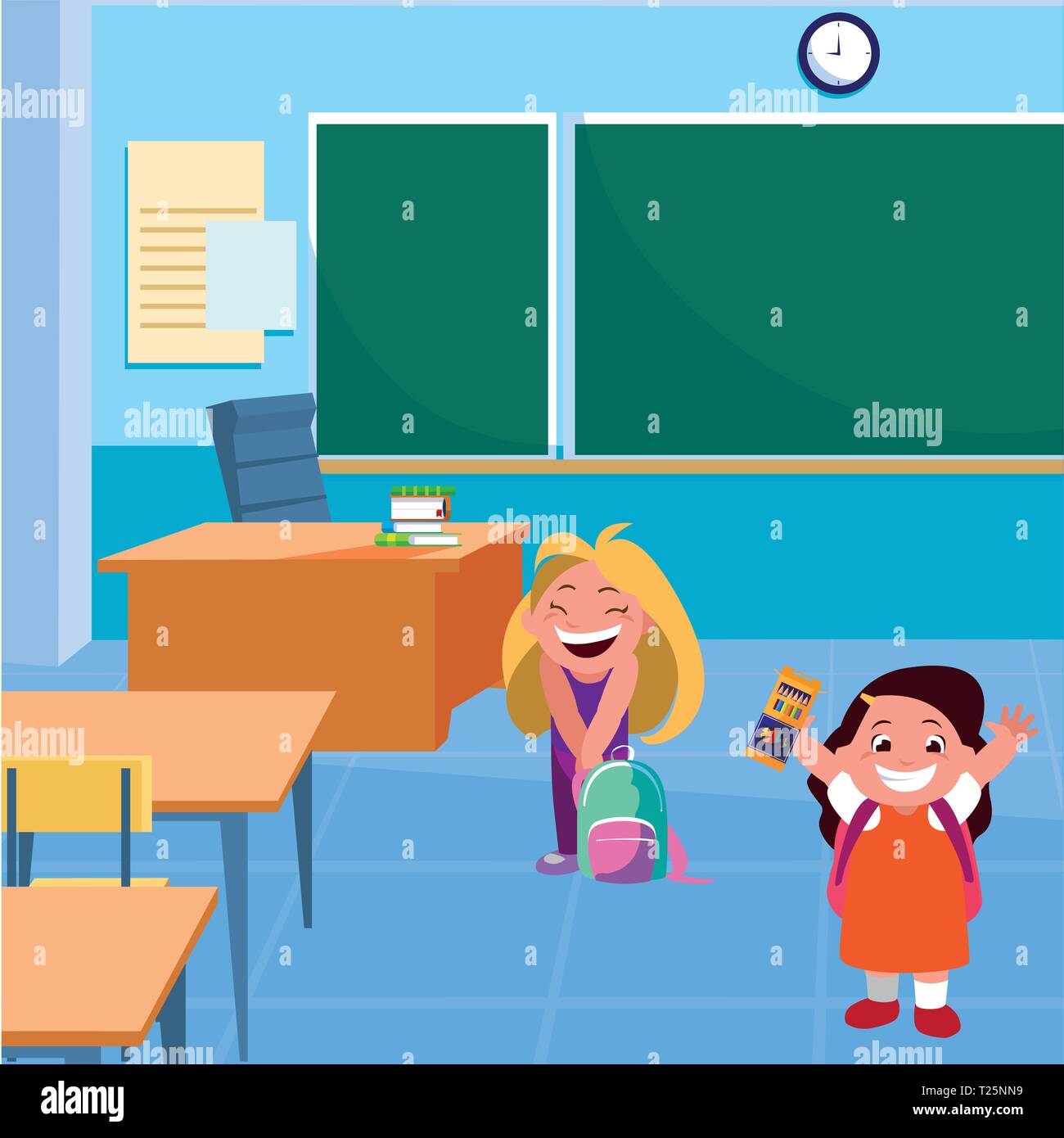 Class schoolgirls Stock Vector Images - Alamy