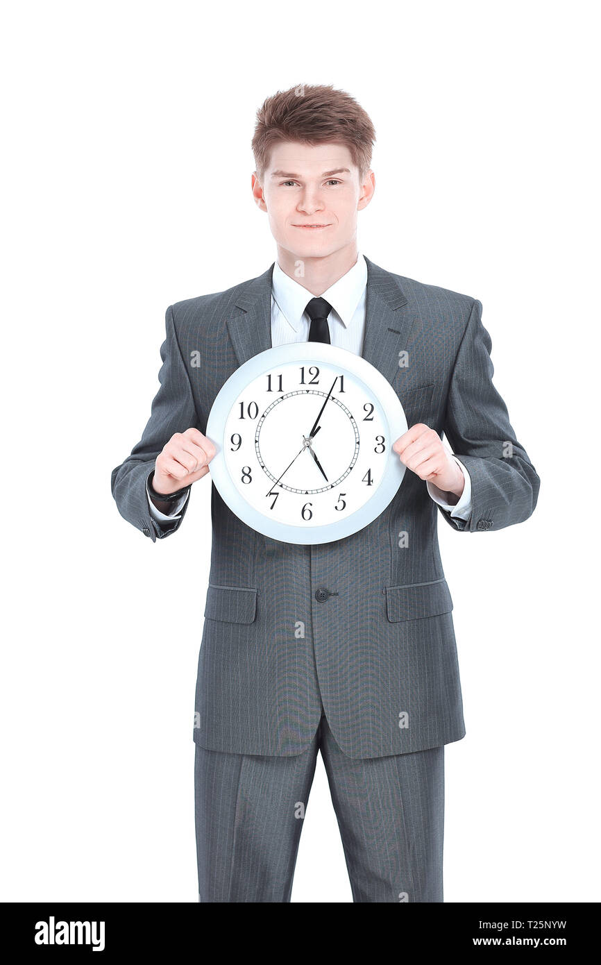 Man holding large clock hi-res stock photography and images - Alamy