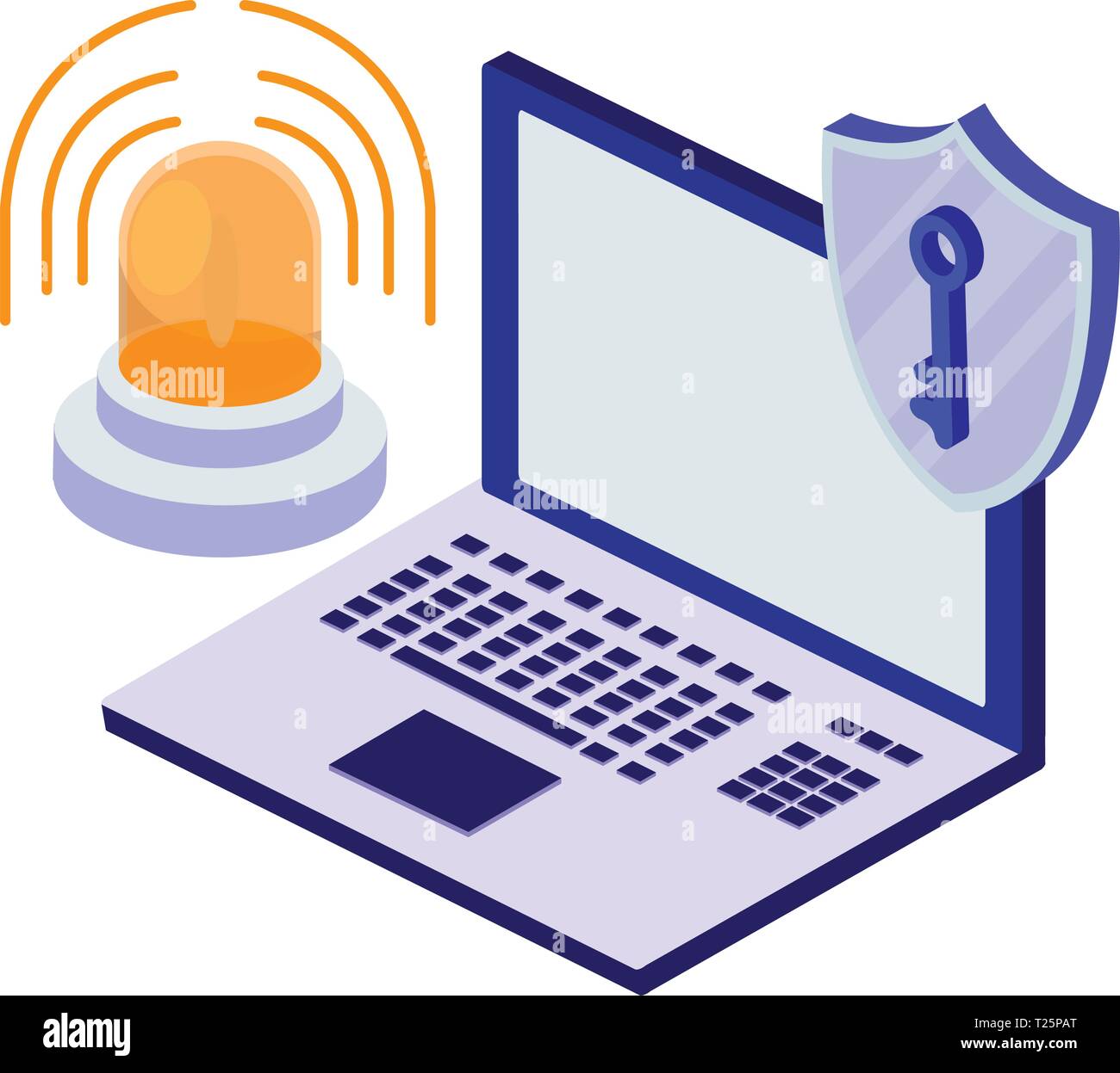 laptop computer with security shield vector illustration design Stock ...