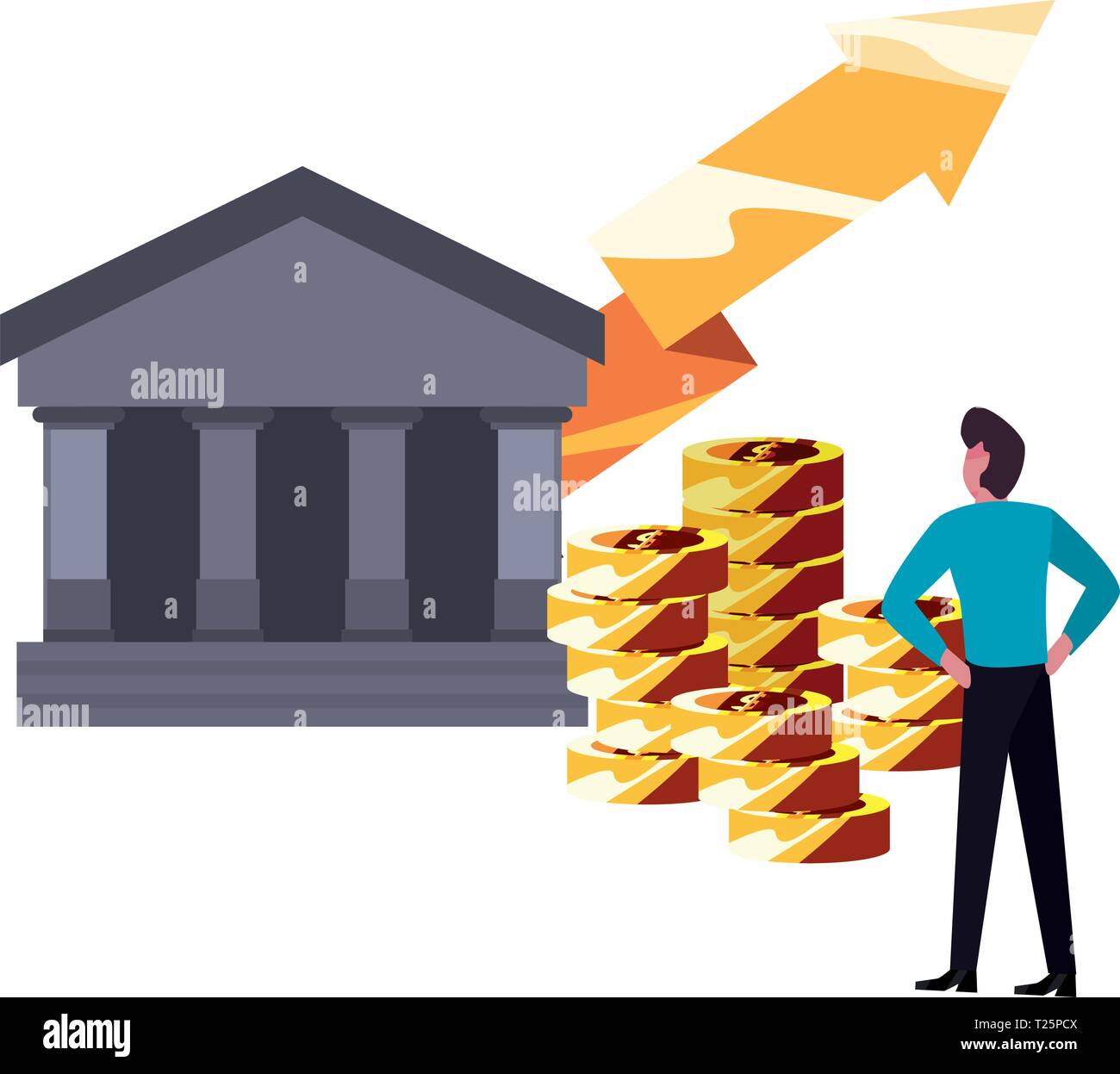 businessman money bank arrow financial vector illustration Stock Vector ...