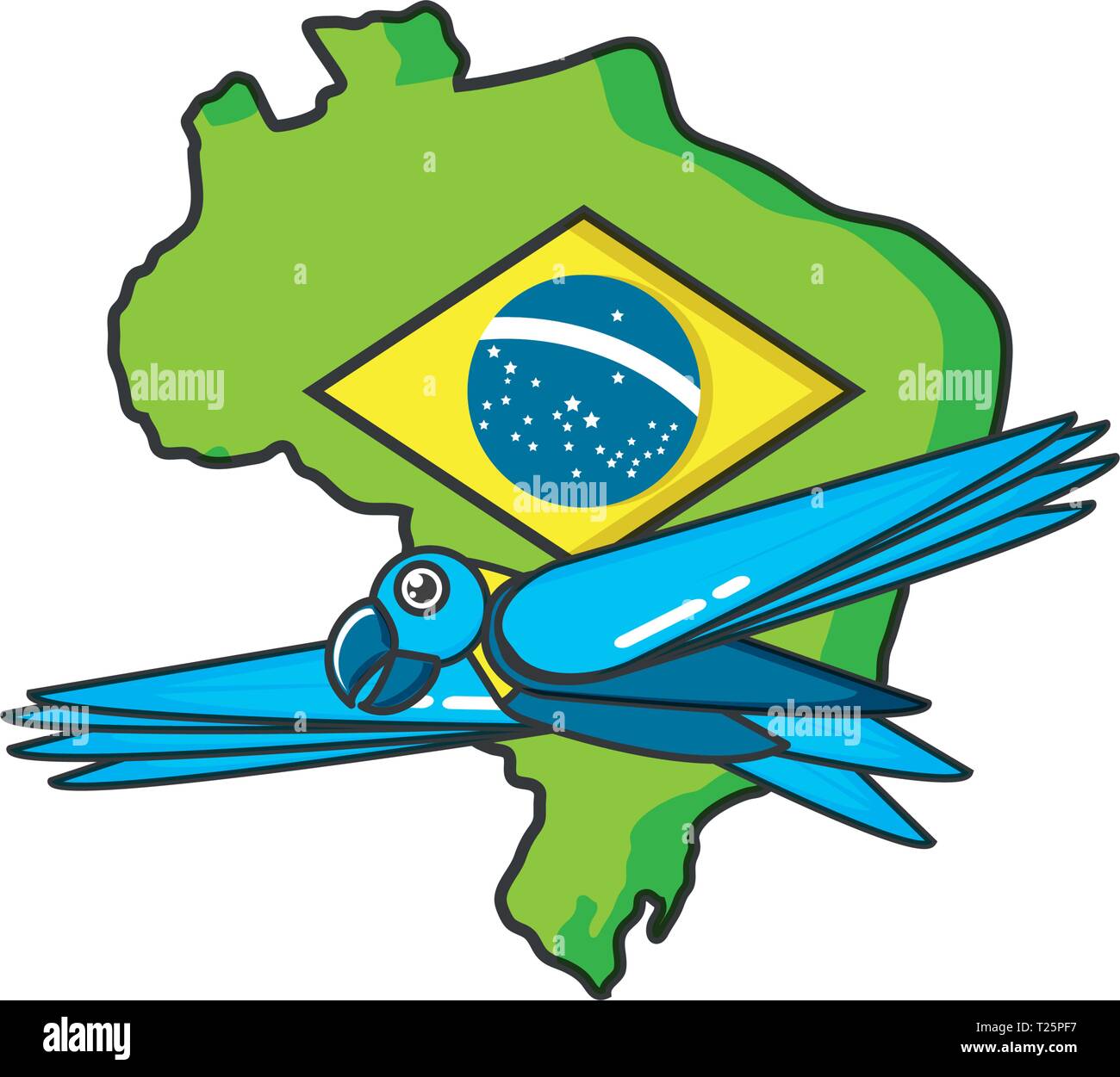 map of brazil with parrot animal vector illustration design Stock ...