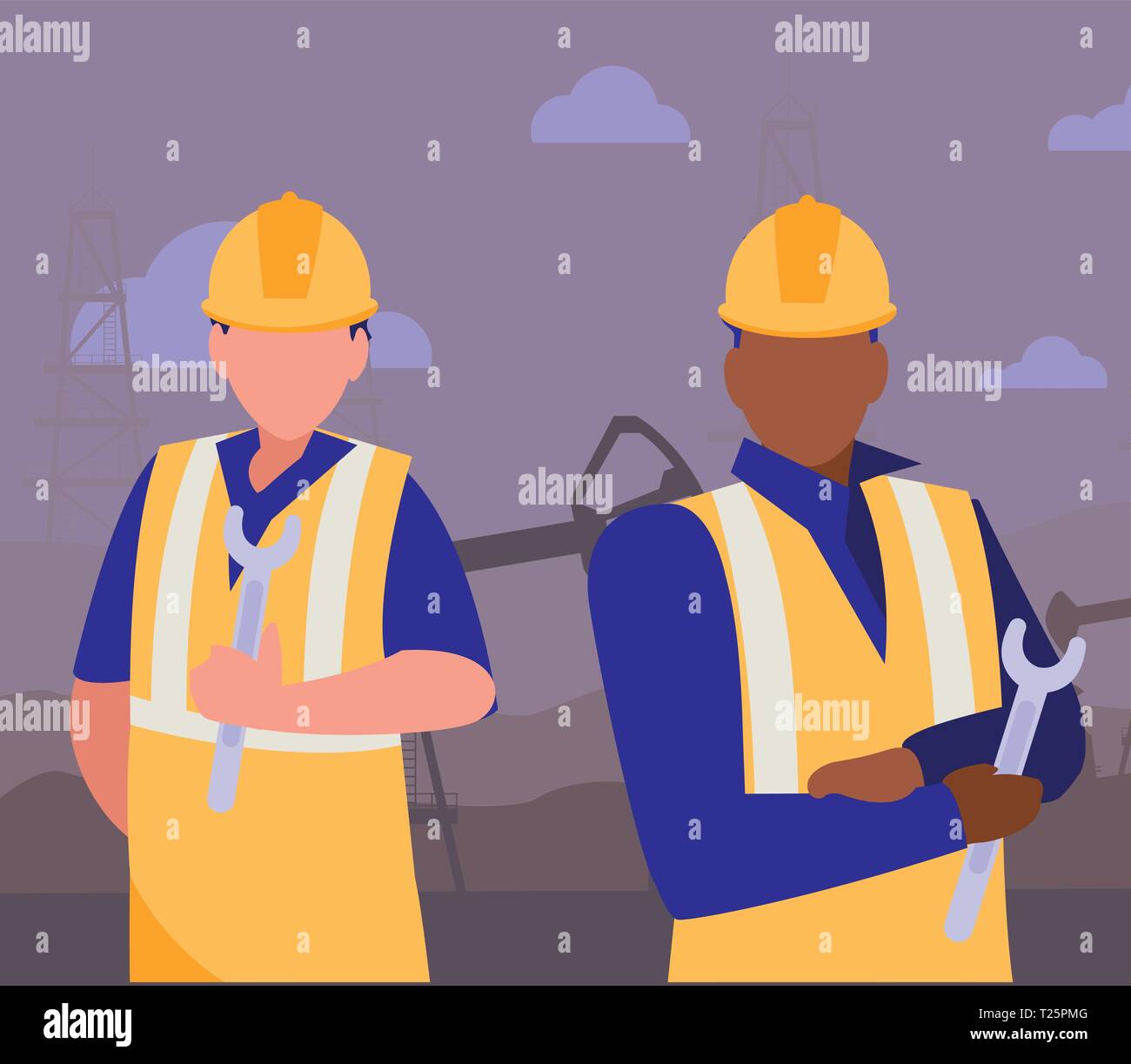 oil industry workers avatars characters vector illustration design ...