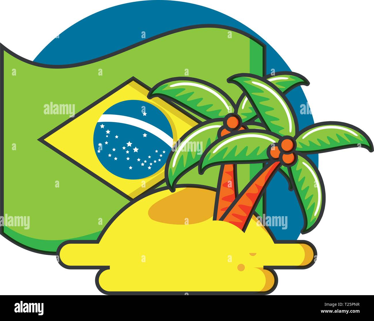 flag of brazil with tree palm vector illustration design Stock Vector ...