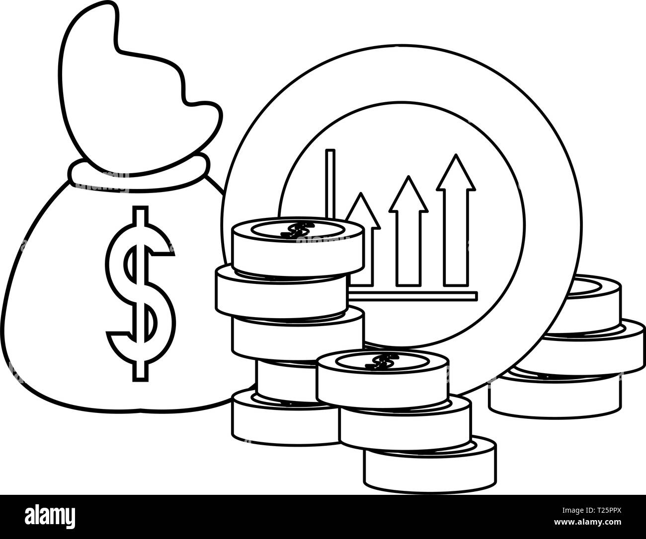 money bag banknotes coins currency vector illustration Stock Vector ...