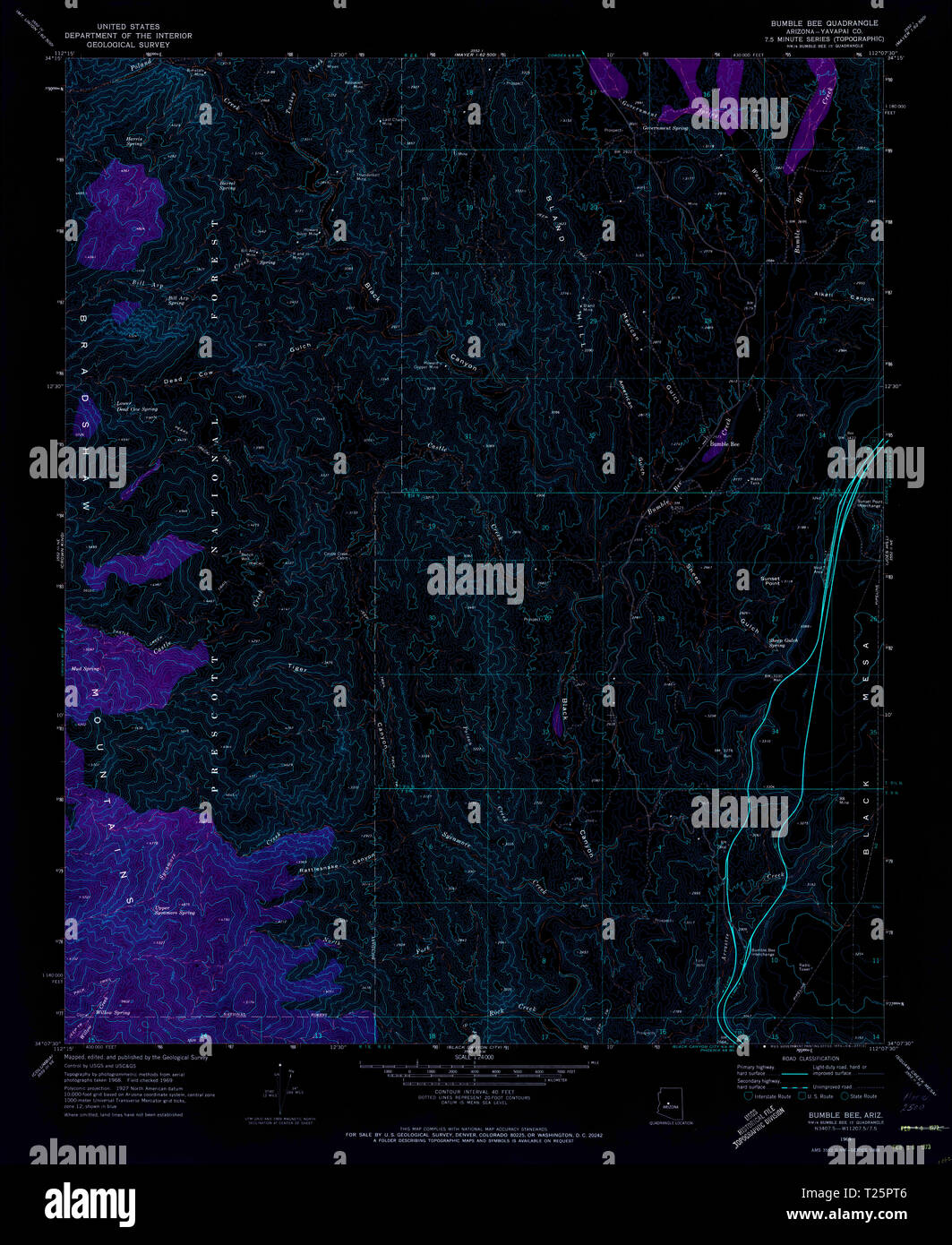 USGS TOPO Map Arizona AZ Bumble Bee 310651 1969 24000 Inverted ...