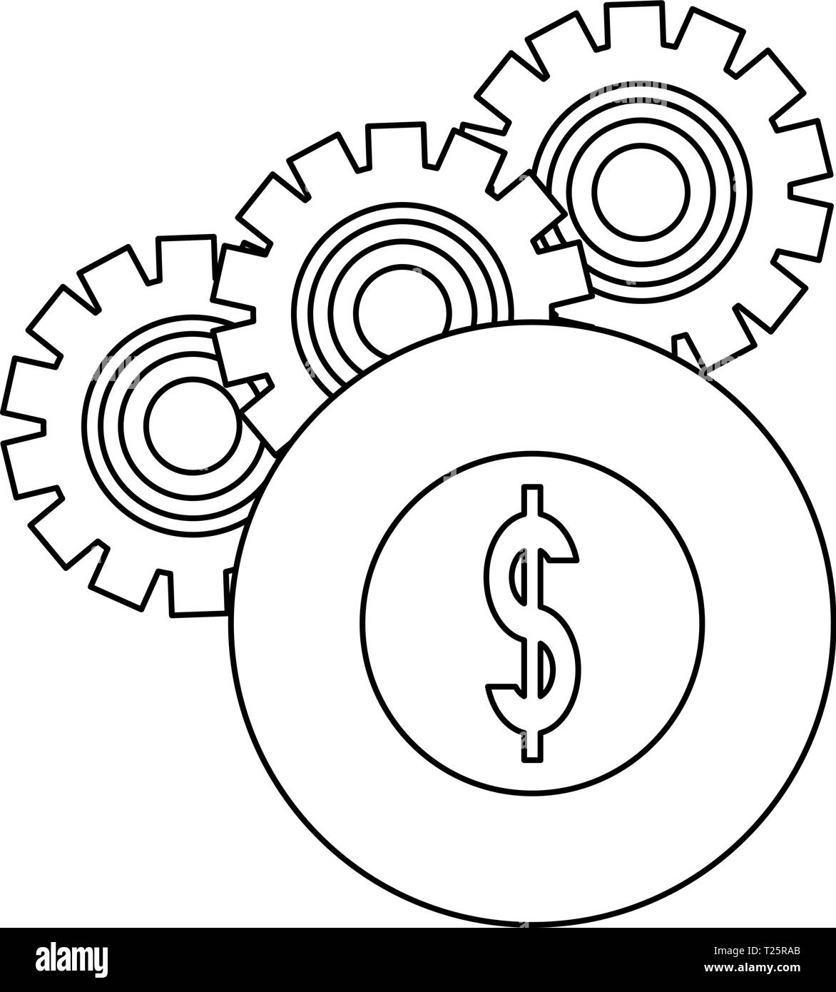 coin money gears bank on white background vector illustration Stock ...