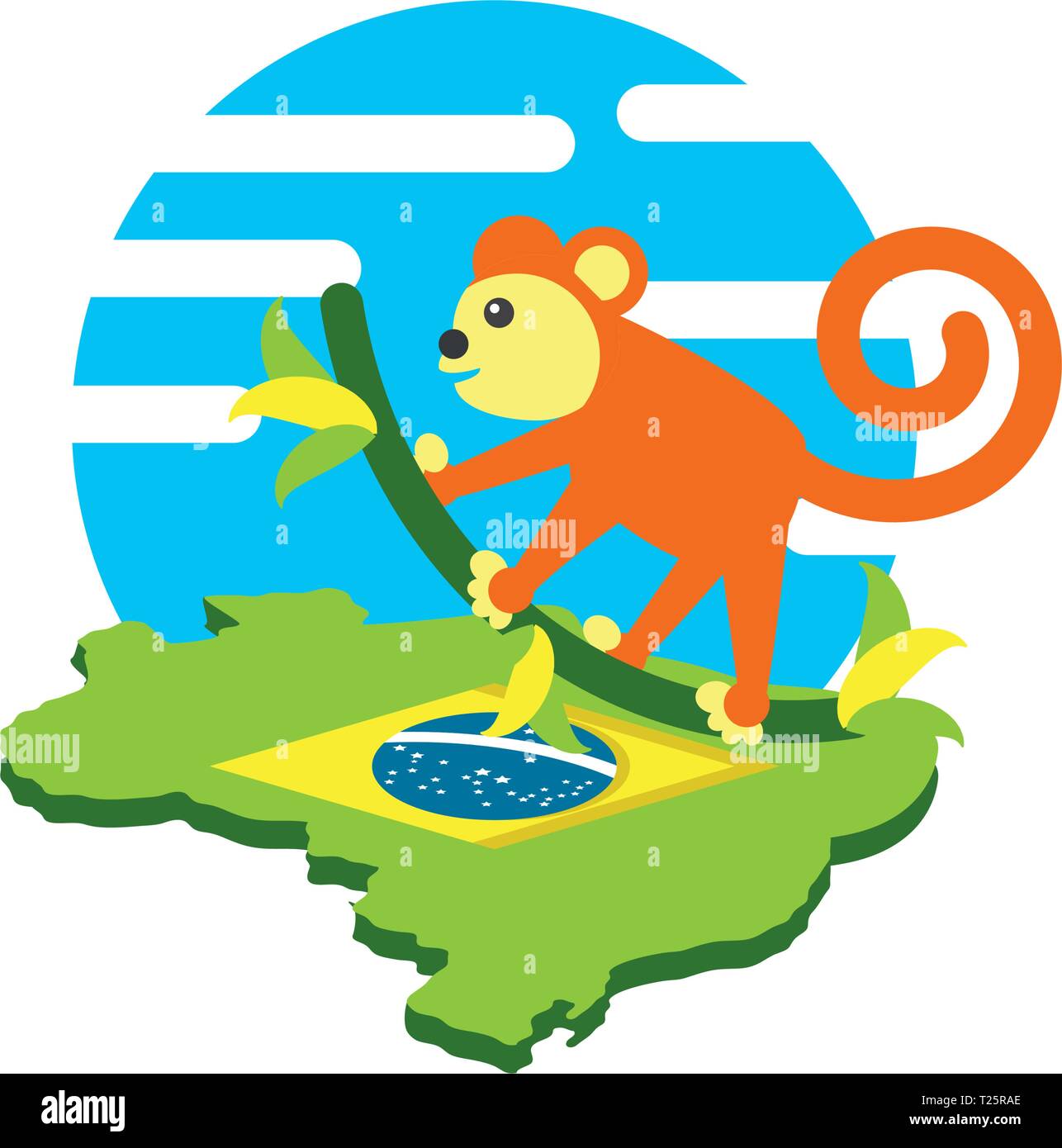 monkey animal with map of brazil vector illustration design Stock ...