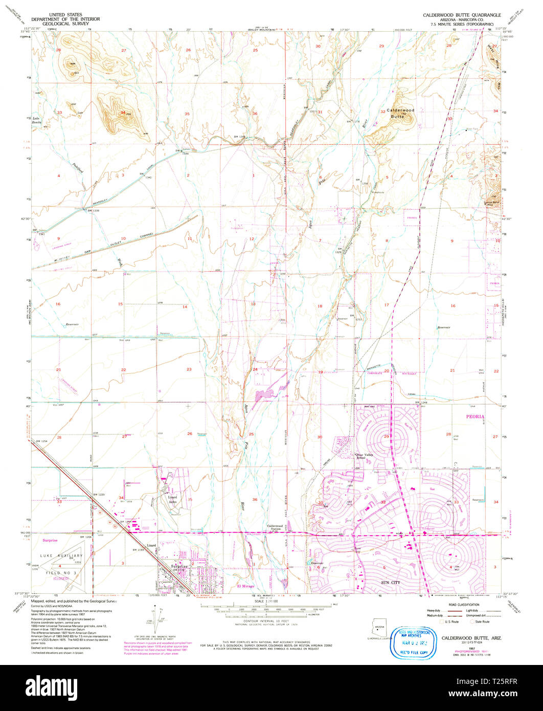 USGS TOPO Map Arizona AZ Calderwood Butte 310684 1957 24000 Restoration ...