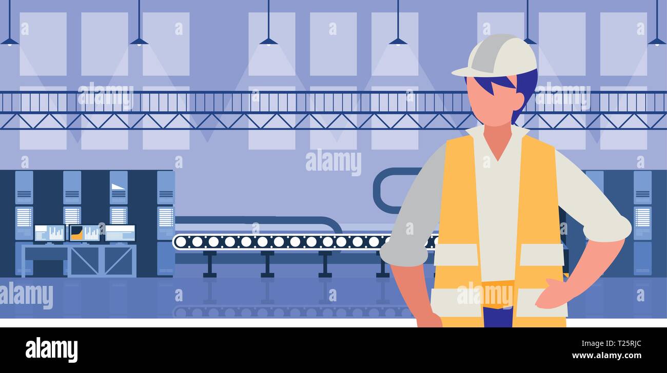 worker in factory workplace vector illustration design Stock Vector ...