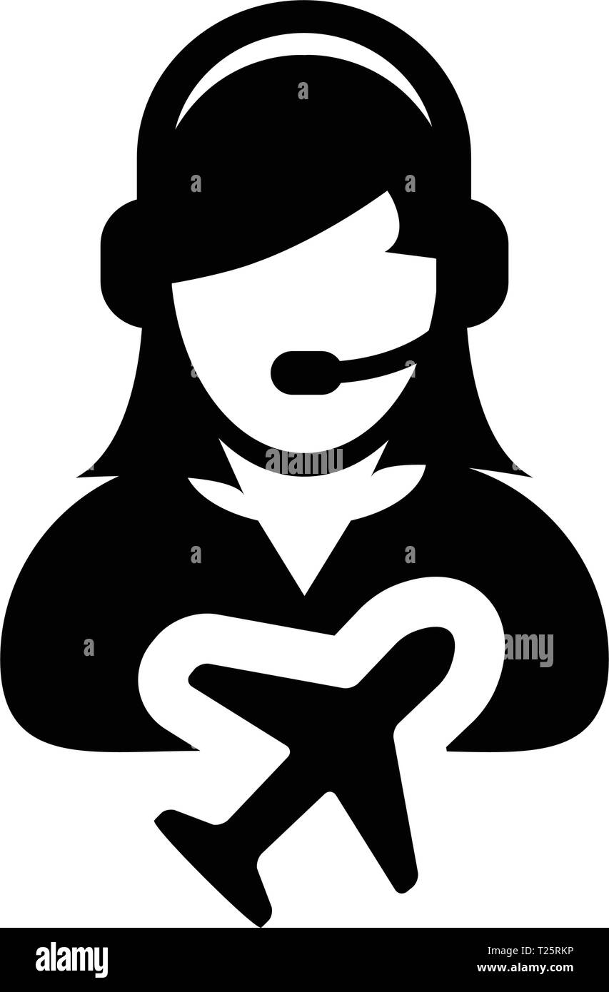 Customer service icon vector female person profile symbol for travel ...