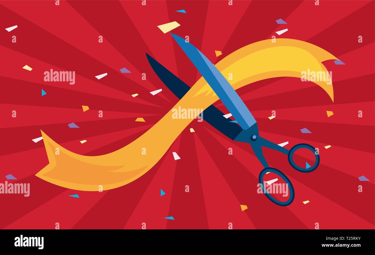 commercial grand opening scissors vector illustration design Stock ...