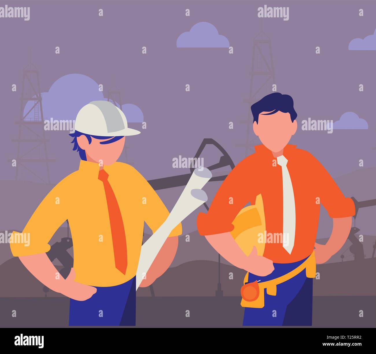 oil industry workers avatars characters vector illustration design ...