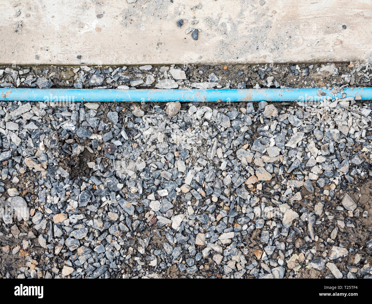 Small PVC pipe on the gound for temporary use in the construction site ...